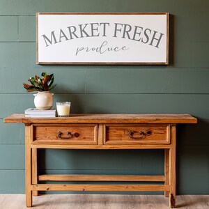 Market Fresh Produce Sign | Wooden Kitchen Sign | Kitchen Sign Wood ...