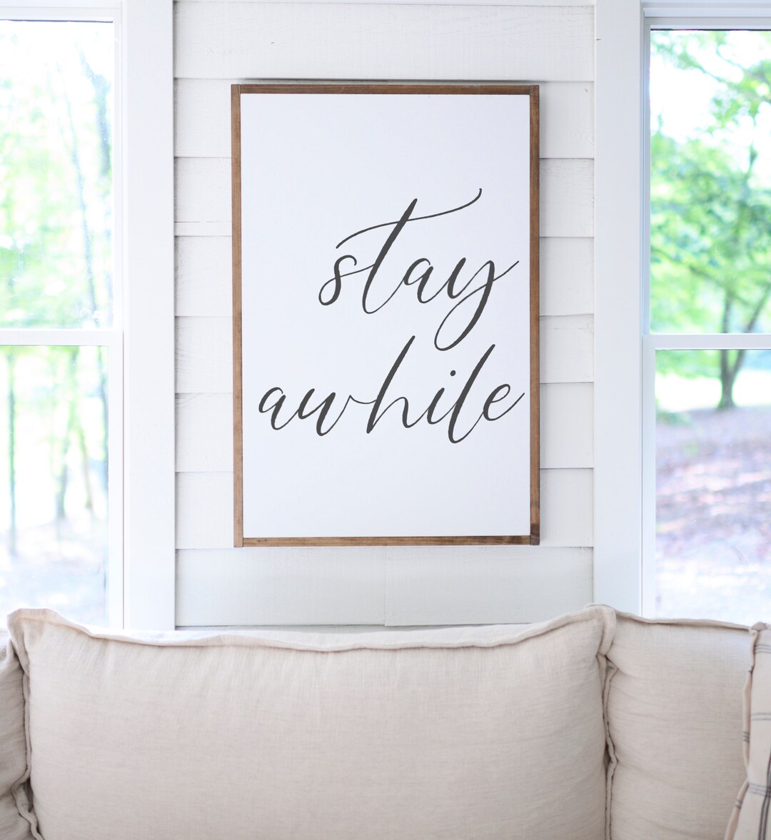 Living Room Wall Decor Stay Awhile Sign Stay Awhile Wood - Etsy