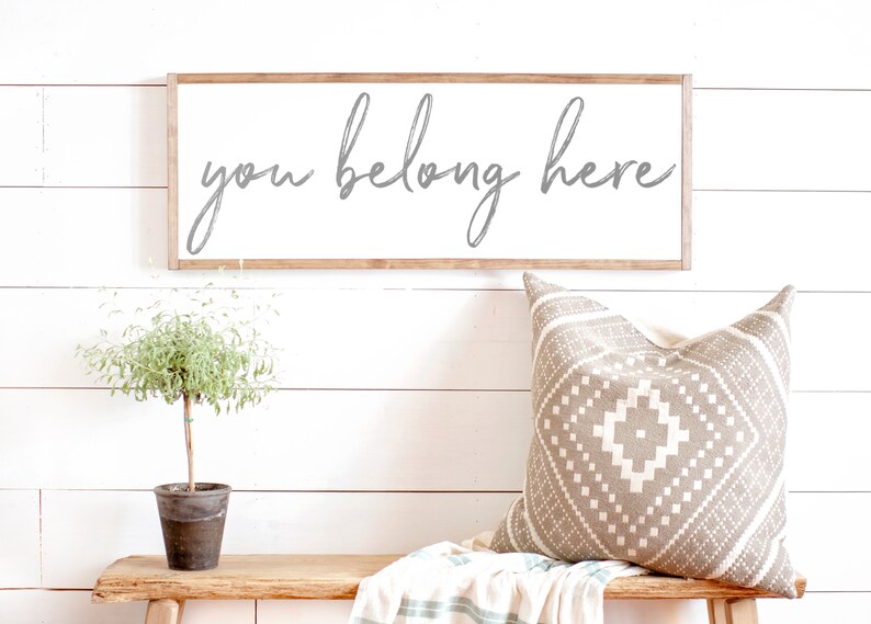 Living Room Wall Decor You Belong Here Wood Sign Family | Etsy