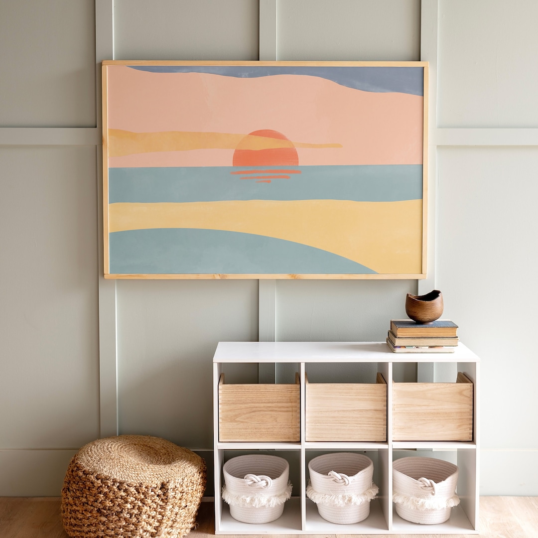Framed Boho Beach Sunset Art: Modern Girls Room Decor | 493 - Etsy