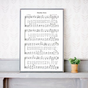 Amazing Grace Sign | Song Lyric Gift | Amazing Grace Sheet Music Sign ...
