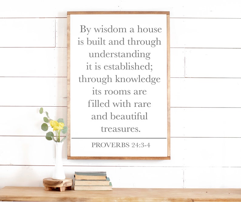 By Wisdom a House is Built Sign Proverbs 24 Framed Wood Sign | Etsy