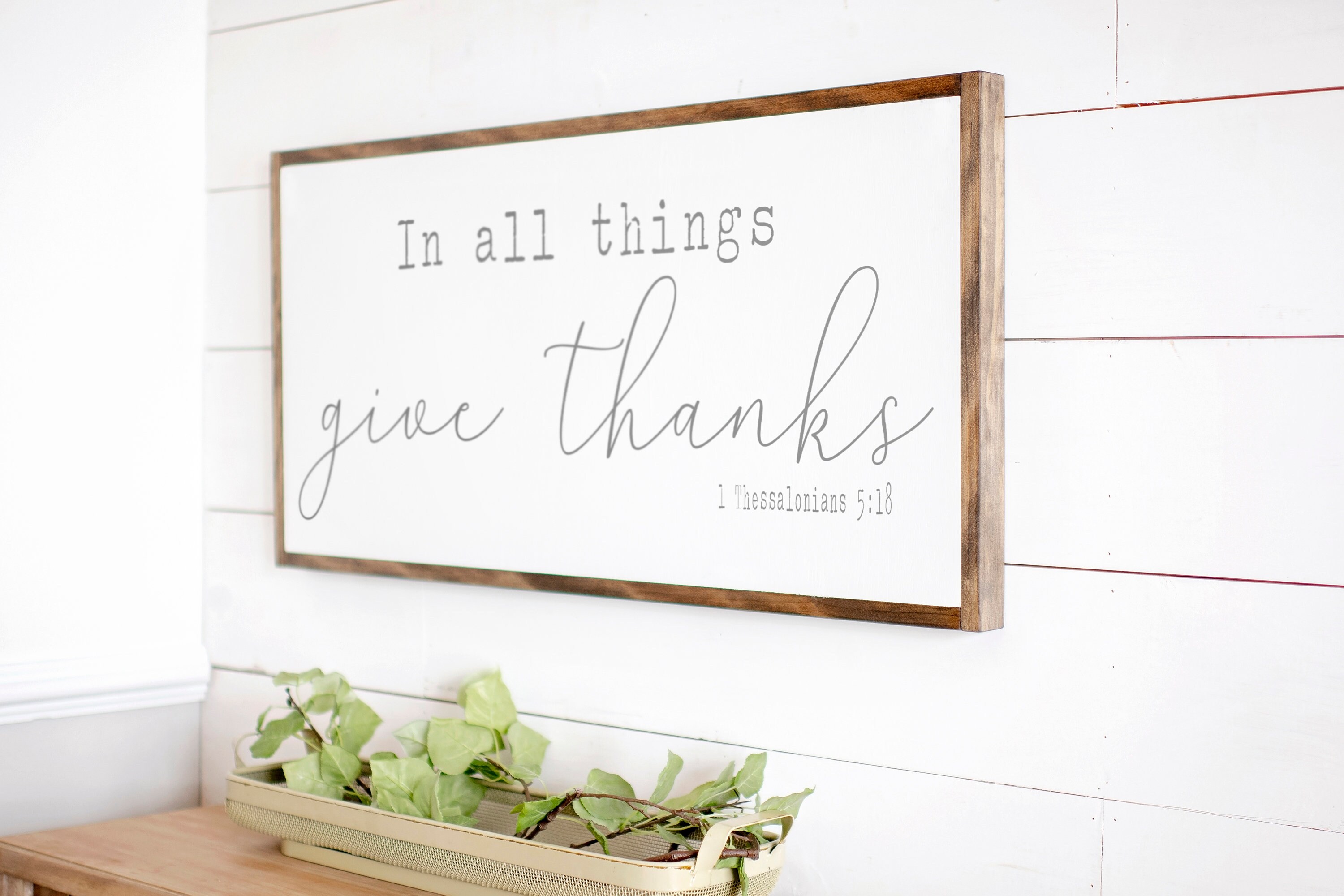 In All Things Give Thanks Scripture Sign | Framed Fall Wall Decor | 031 ...