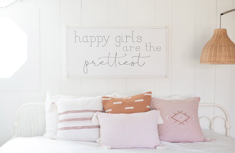 Girls Room Sign Happy Girls are the Prettiest Sign Happy | Etsy