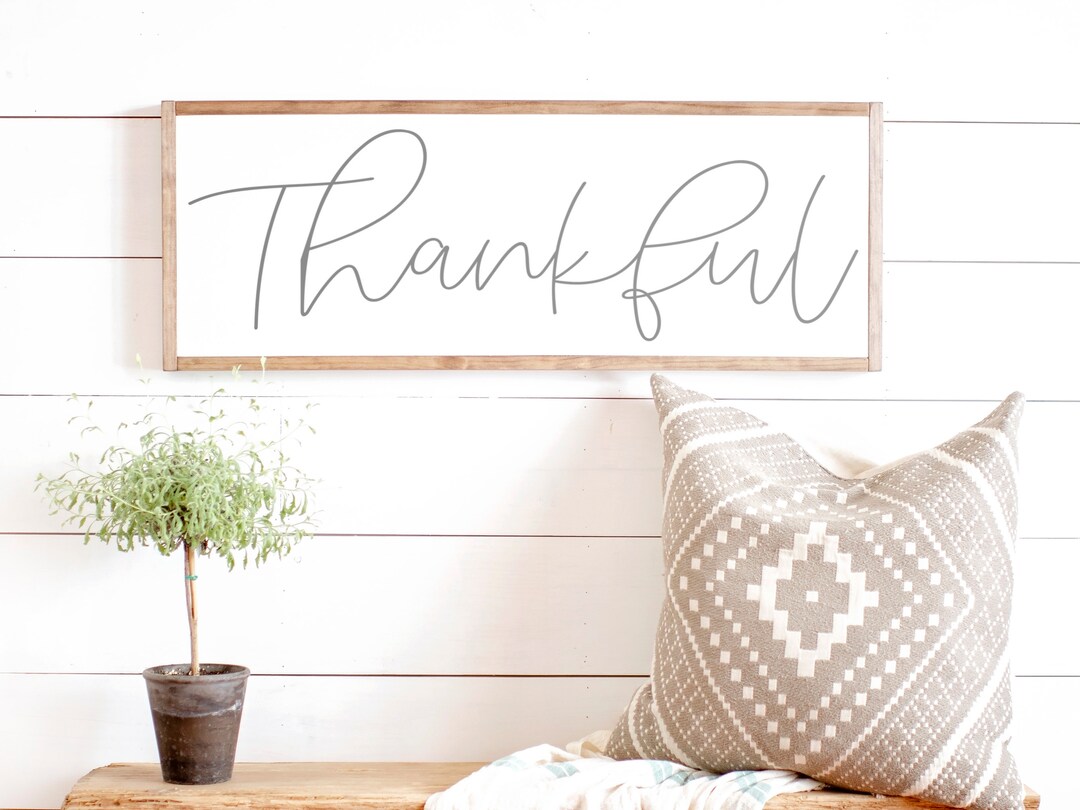 Thankful Sign Thankful Sign on Wood Thanksgiving Signs - Etsy