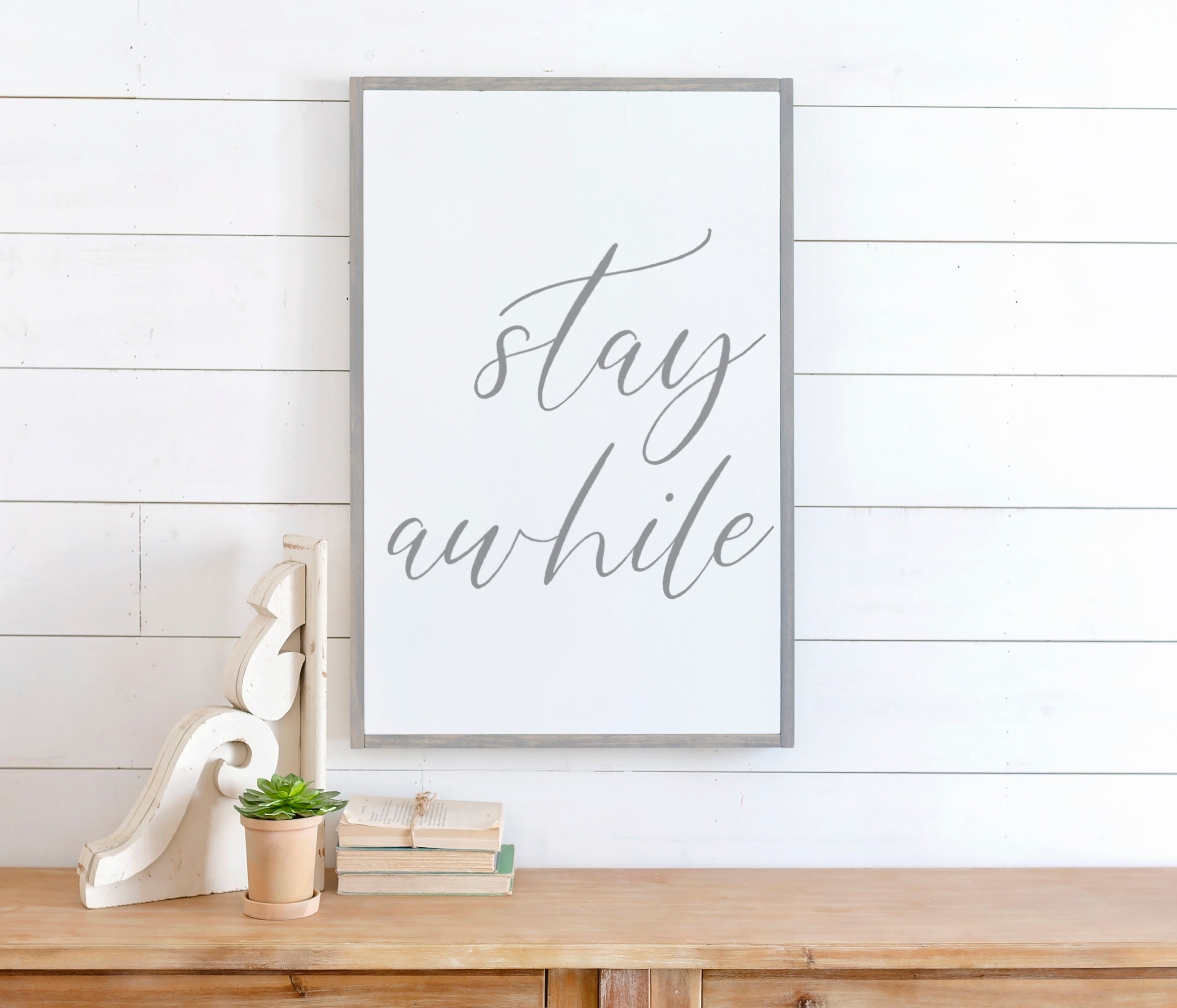 Living Room Wall Decor Stay Awhile Sign Stay Awhile Wood - Etsy