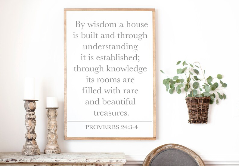 By Wisdom a House is Built Sign Proverbs 24 Framed Wood Sign | Etsy
