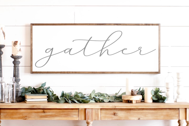 Gather Sign Gather Wood Sign Dining Room Sign Large - Etsy Denmark