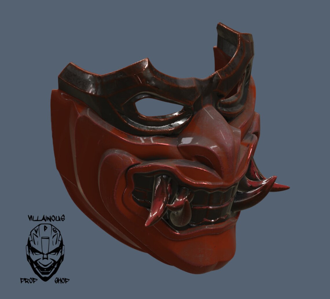 Oni Red Hood Mask 3D Model OBJ File - Etsy