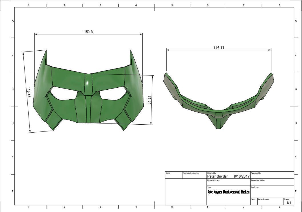 Kyle Rayner Mask Green Lantern 3D Model STL Files | Etsy