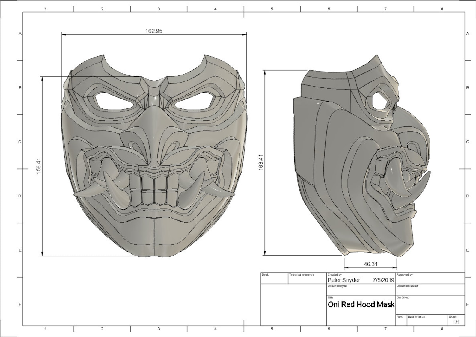 Oni Red Hood Mask 3D Model OBJ File - Etsy