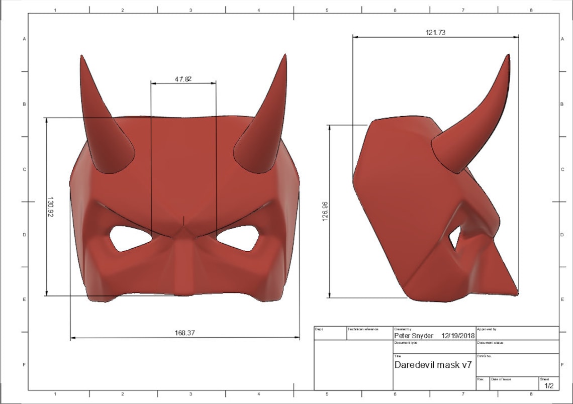 Daredevil Mask 3D Model STL File - Etsy