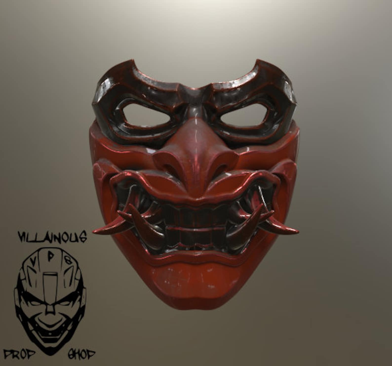 Oni Red Hood Mask oni Mask - Etsy