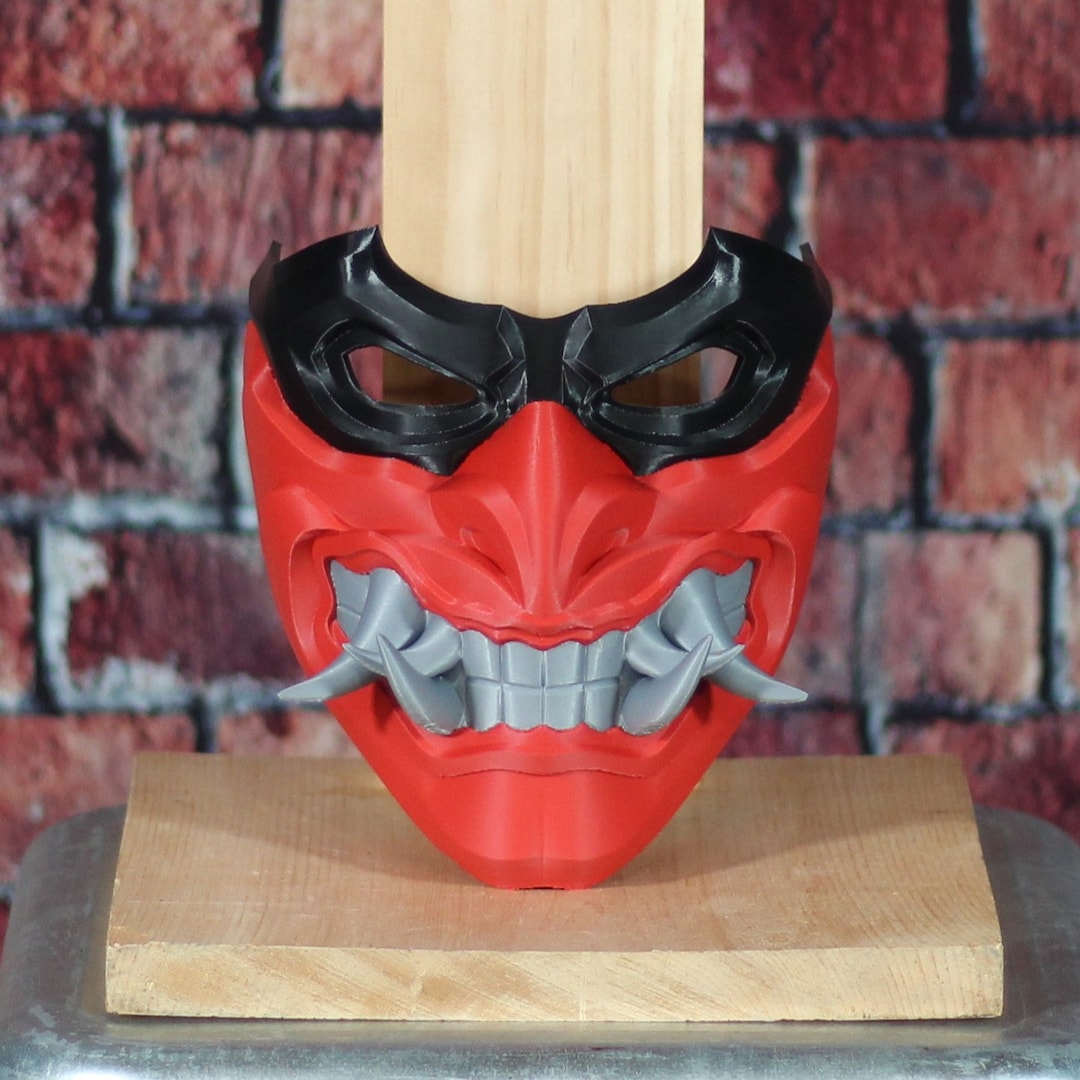 Oni Red Hood Mask (oni Mask) - Etsy