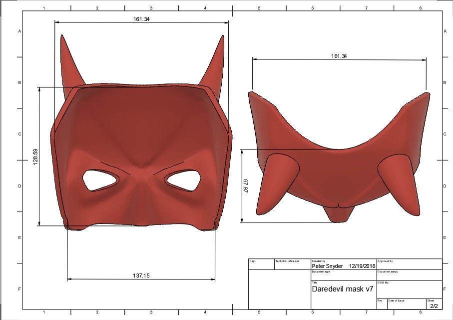 Daredevil Mask 3D Model STL File - Etsy