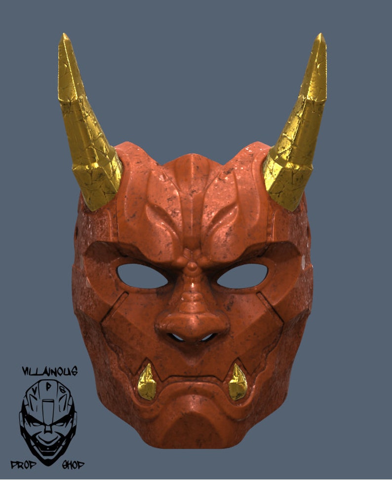 3D Printed Oni Mask, Version 2 (raw PLA) - Etsy UK