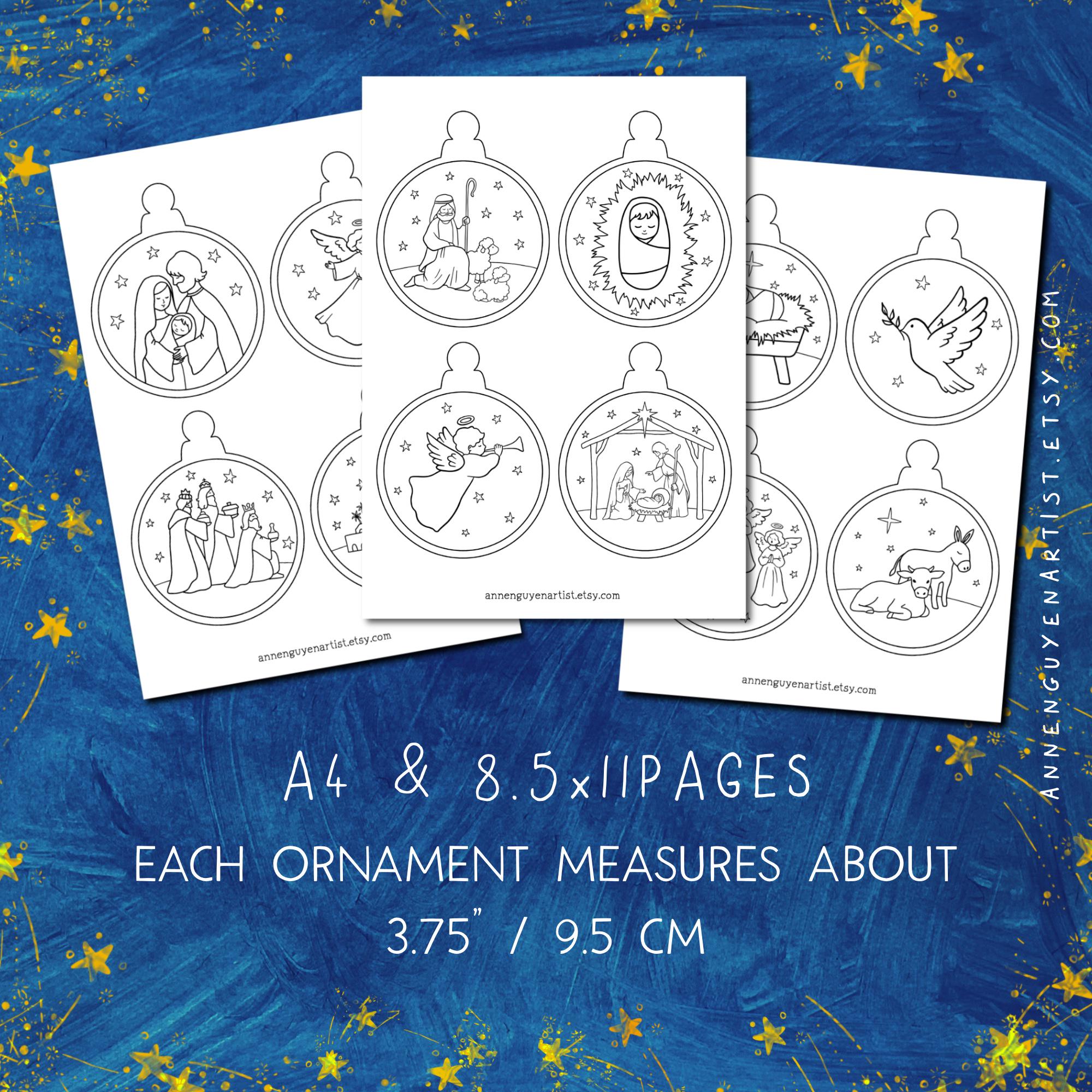 Christian Christmas Coloring Nativity Ornaments Gift Meaningful Holiday ...