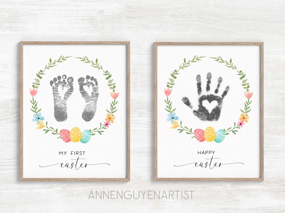 Easter Handprint Art Footprint Easter Wreath Spring Floral DIY Gift ...