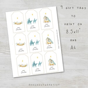 Nativity Gift Tag Jesus Christian Merry Christmas Label Feliz Navidad ...