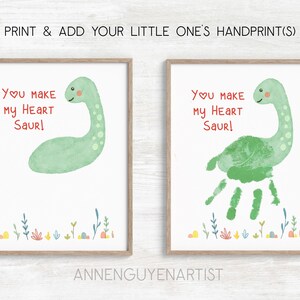 Mother's Day Craft Father's Day Handprint Art Dinosaur Heart Saur ...