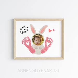 Happy Easter Handprint Art Footprint Spring Bunny Babies Photo DIY Gift ...