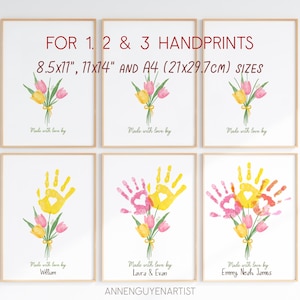 Mother's Day Handprint Art Craft Happy Birthday Gift Tulip Mom Grandma ...