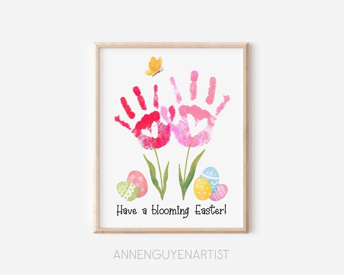 Happy Easter Handprint Art Footprint Little Chick Spring DIY Gift ...