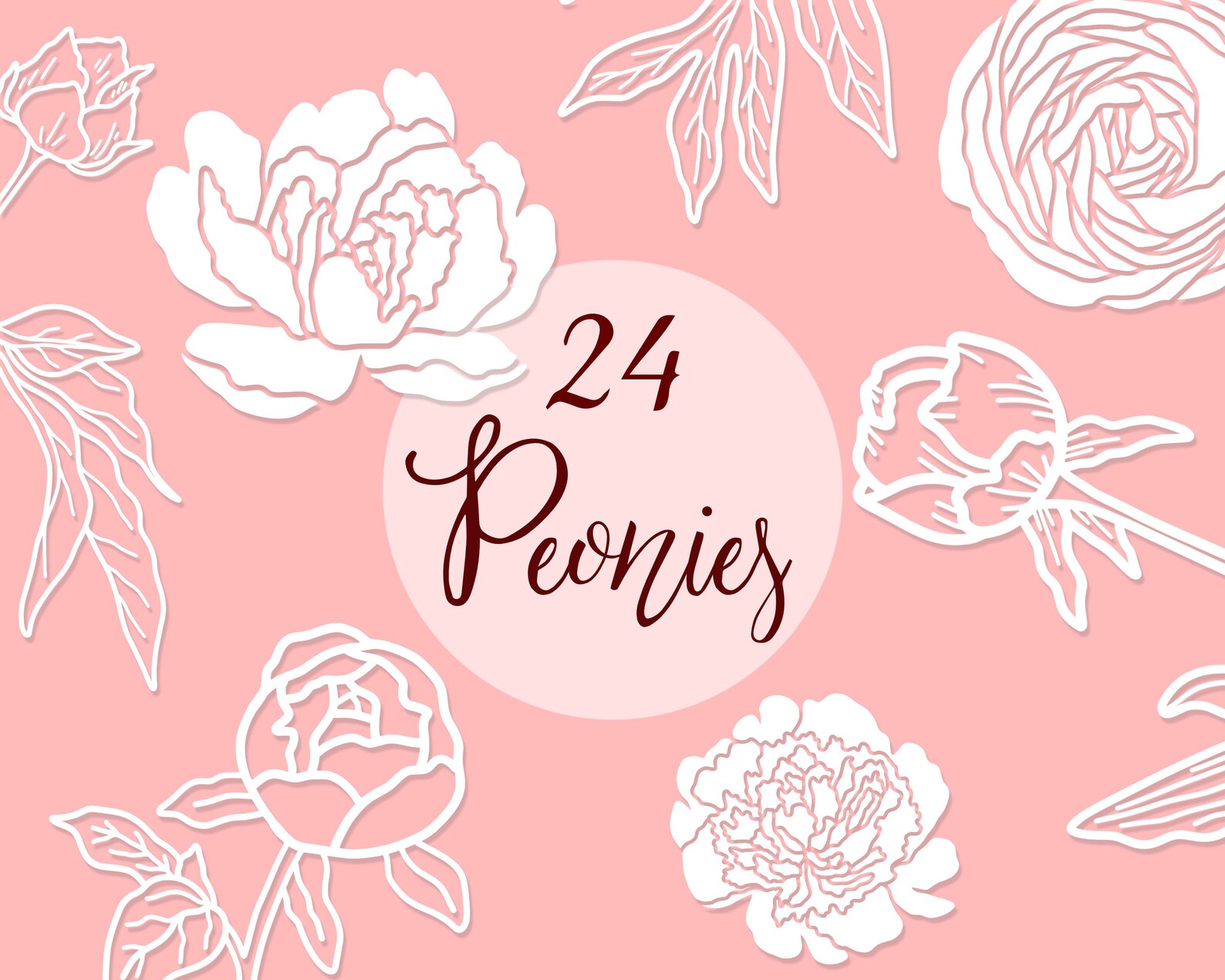 Peony Flowers Svg Bundle Peonies Svg Floral Flower Clipart Svg - Etsy