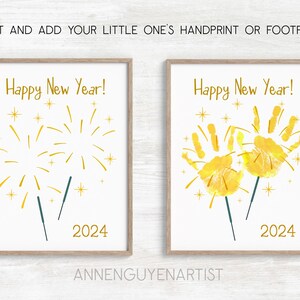 Happy New Year 2024 Handprint Christmas Craft Footprint Holidays Art ...