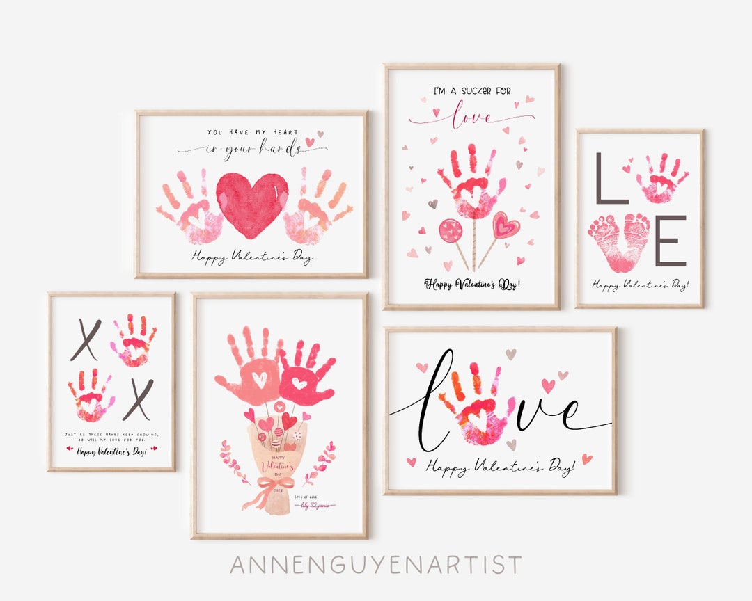 Valentines Day Handprint Art Bundle Love Xoxo Craft Mom Grandma DIY ...