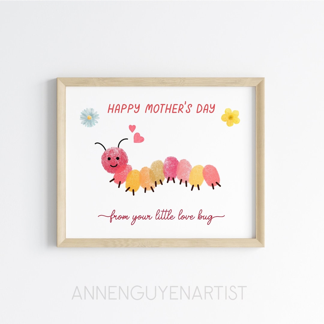 Mother's Day Fingerprint Handprint Art Spring Love Bug Caterpillar ...
