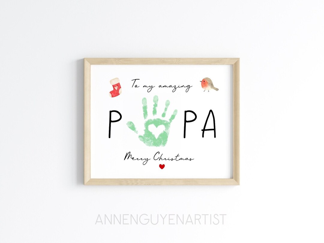 Papa Merry Christmas Handprint Craft Xmas Card Holidays Art Gift ...