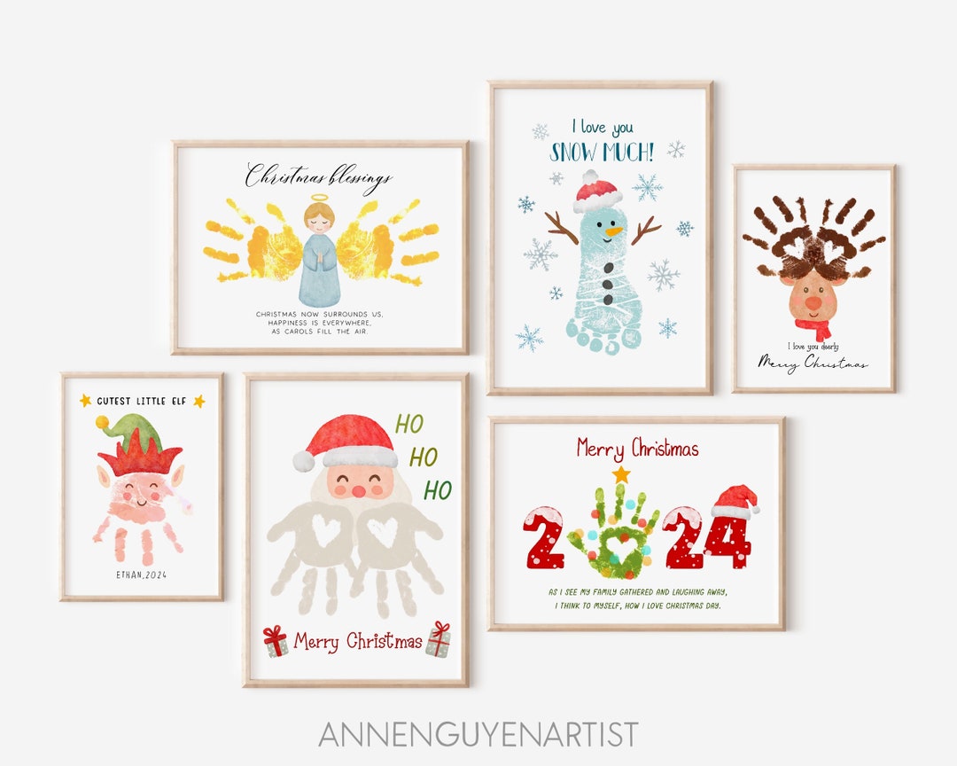 Cute Christmas Handprint Bundle Set of 6 Holidays Craft Footprint ...