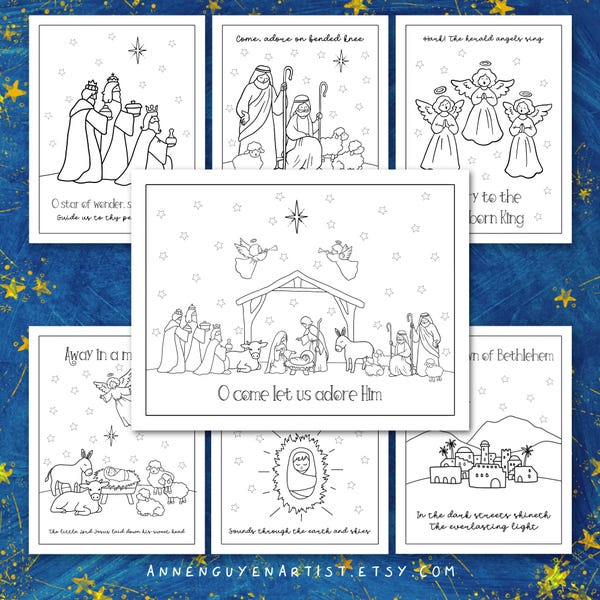 Nativity Card Coloring - Etsy