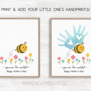 Bee Handprint Mother's Day Keepsake Birthday Gift for Her Mom Grandma ...
