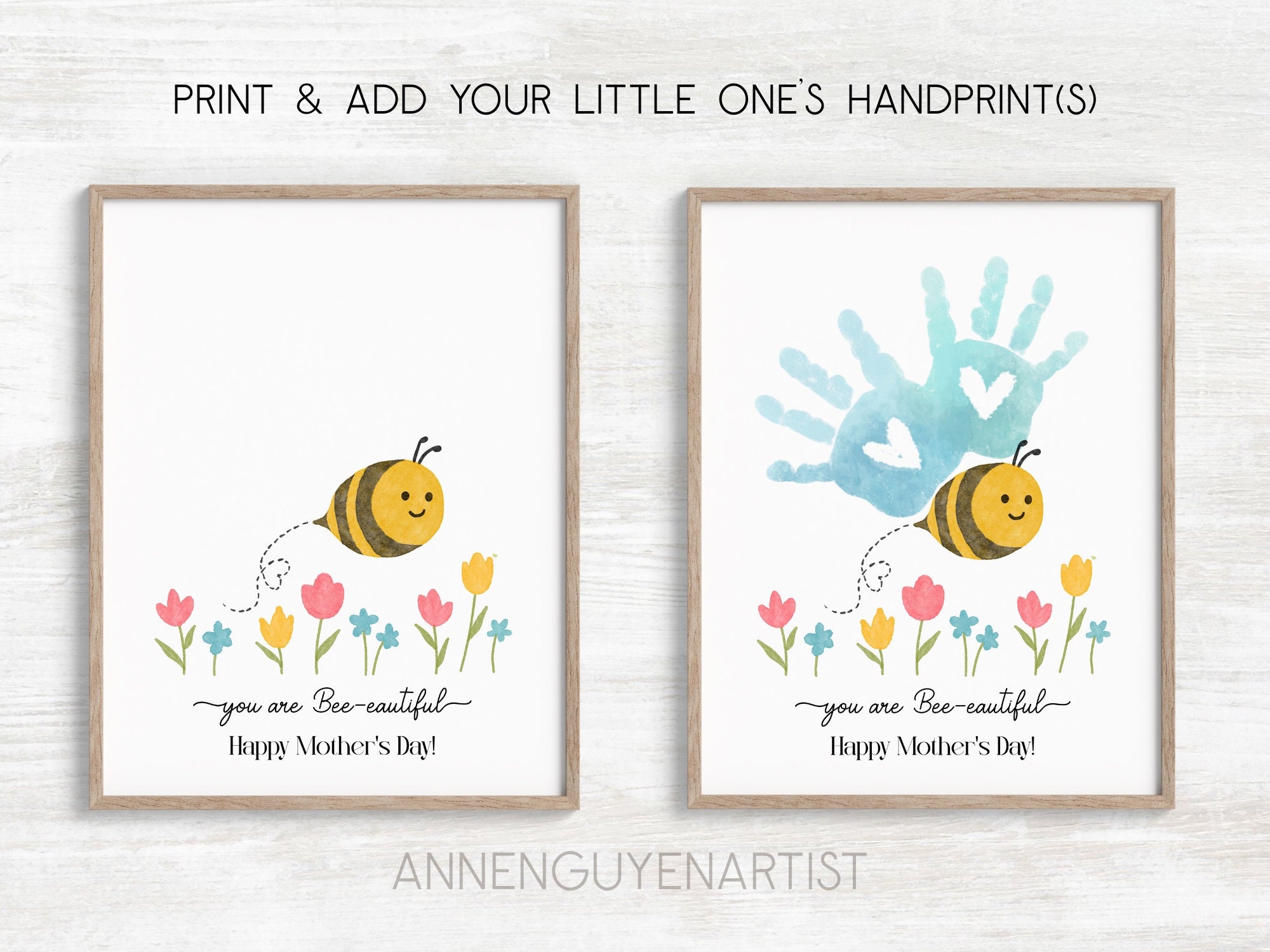 Bee Handprint Mother's Day Keepsake Birthday Gift for Her Mom Grandma ...