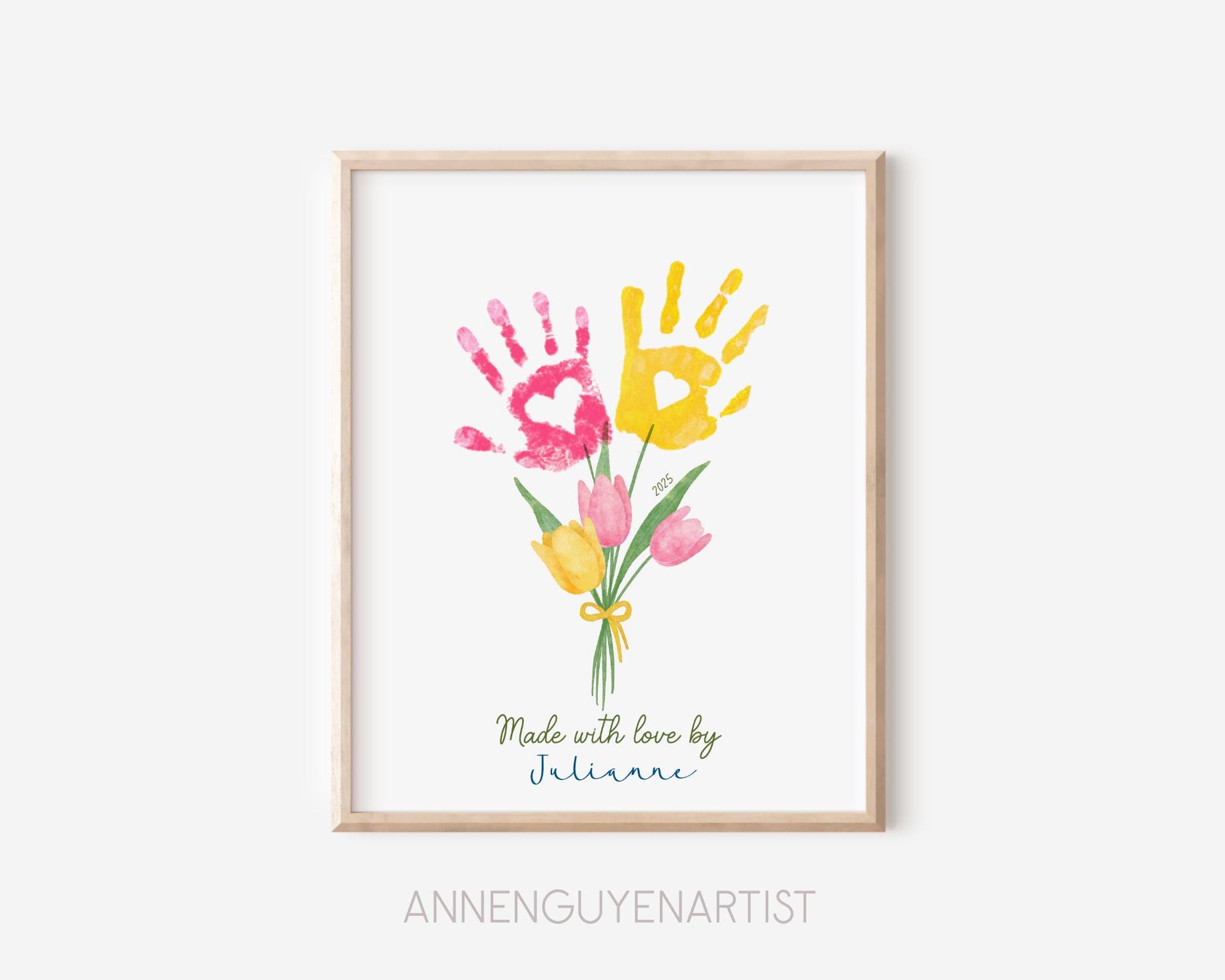 Mother's Day Handprint Art Craft Happy Birthday Gift Tulip Mom Grandma ...