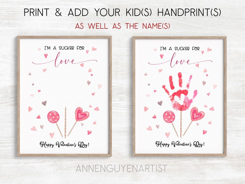 Valentines Day Handprint Art Bundle Love Xoxo Craft Mom Grandma DIY ...