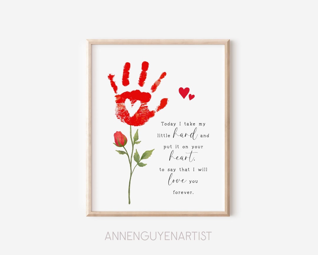 Flower Handprint Art Craft Mother's Day Red Rose Poem Activity Mom ...