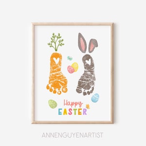 12 Easter Handprint Art Footprint Spring Bouquet Easter Eggs Bunny DIY ...