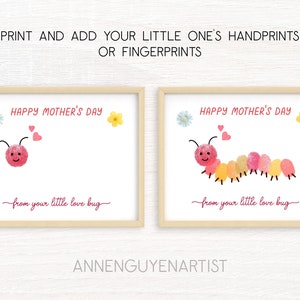 Mother's Day Fingerprint Handprint Art Spring Love Bug Caterpillar ...