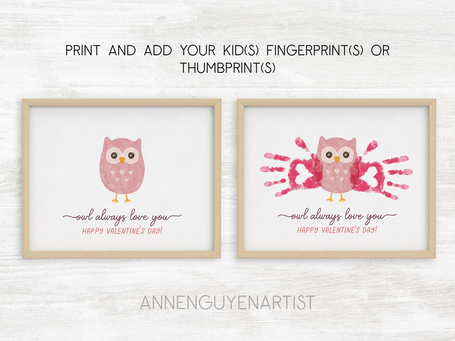 Valentine's Day Prints Handprint Art Keepsake Heart Owl Always Love You ...