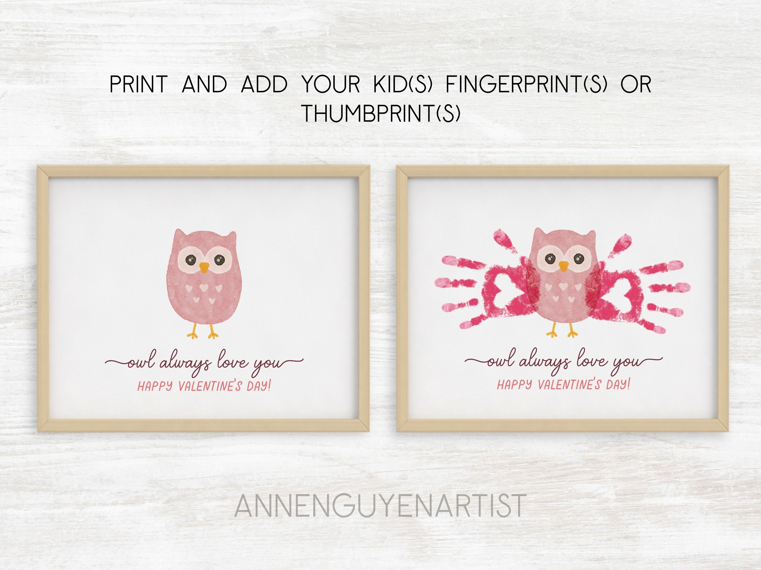 Valentine's Day Prints Handprint Art Keepsake Heart Owl Always Love You ...