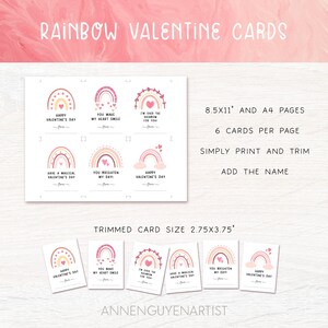 Kids Valentine Cards , Rainbow Valentine's Day Cards Printable ...