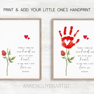 Flower Handprint Art Craft Mother's Day Red Rose Poem Activity Mom ...