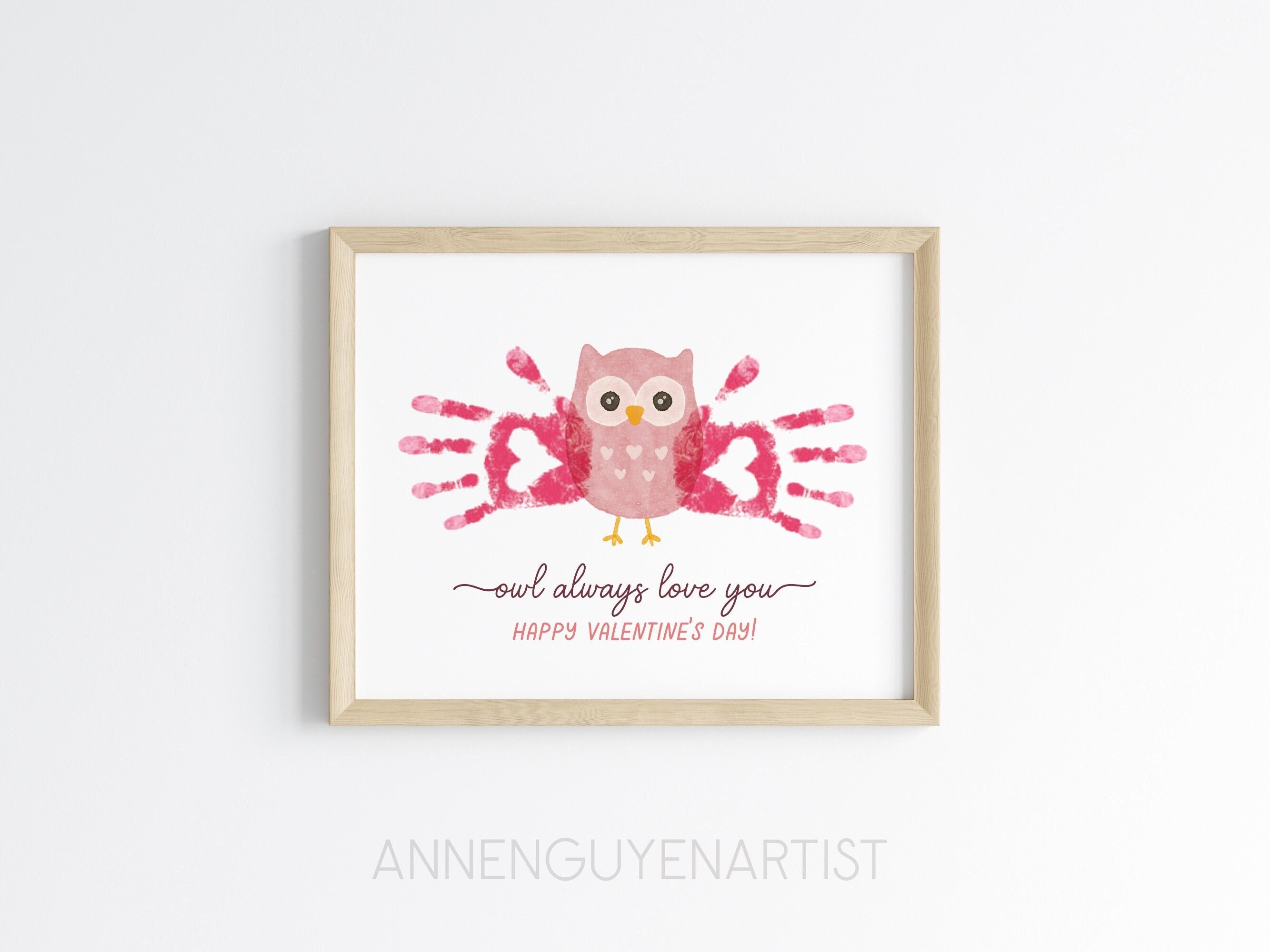 Valentine's Day Prints Handprint Art Keepsake Heart Owl Always Love You ...