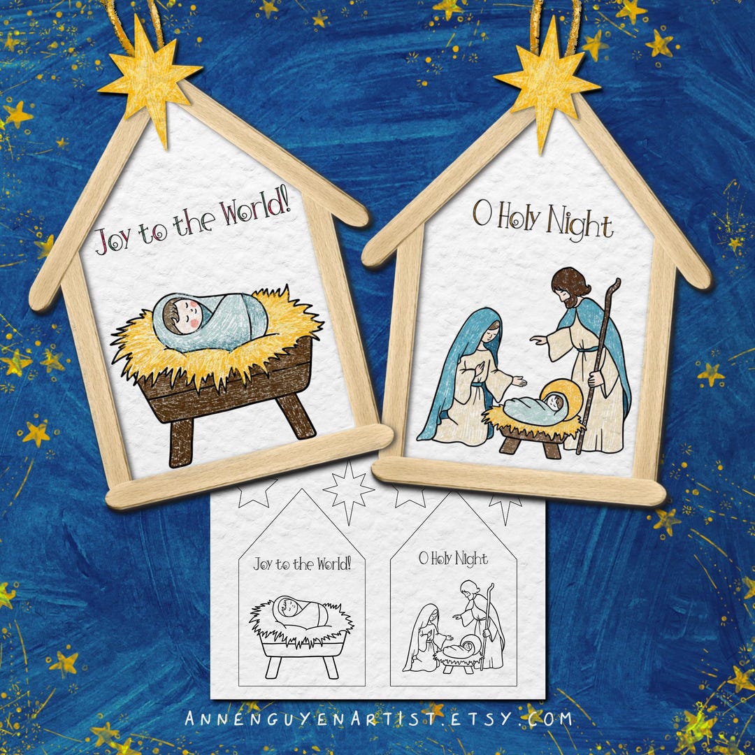 Nativity Popsicle Craft Kids Christian Christmascoloring Gift Card Baby ...
