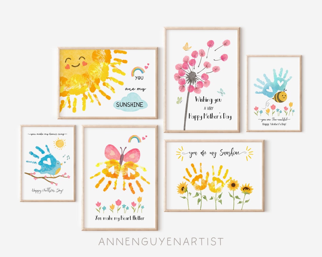 Mother's Day Handprint Art Bundle Grandma Sunshine Spring Floral DIY ...