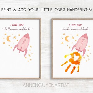 Mother's Day Craft Handprint Art Love You to the Moon and Back Father's ...