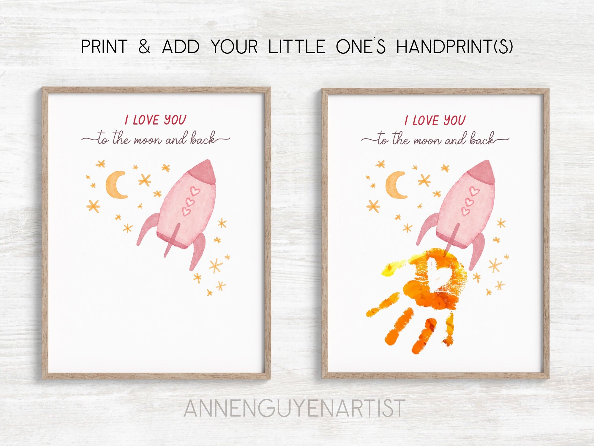 Mother's Day Craft Handprint Art Love You to the Moon and Back Father's ...